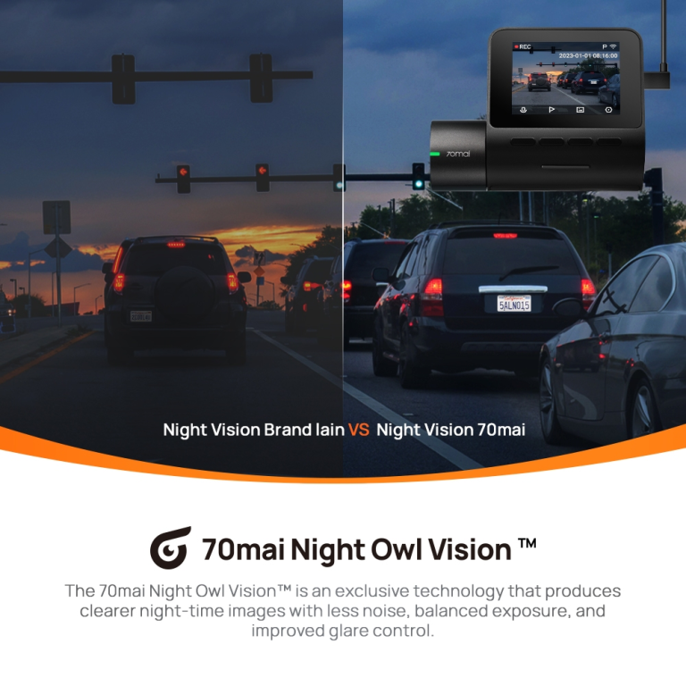70mai Dash Cam A200 Set Dual-Channel HDR 1080P Fov-130 Night Owl Vision
